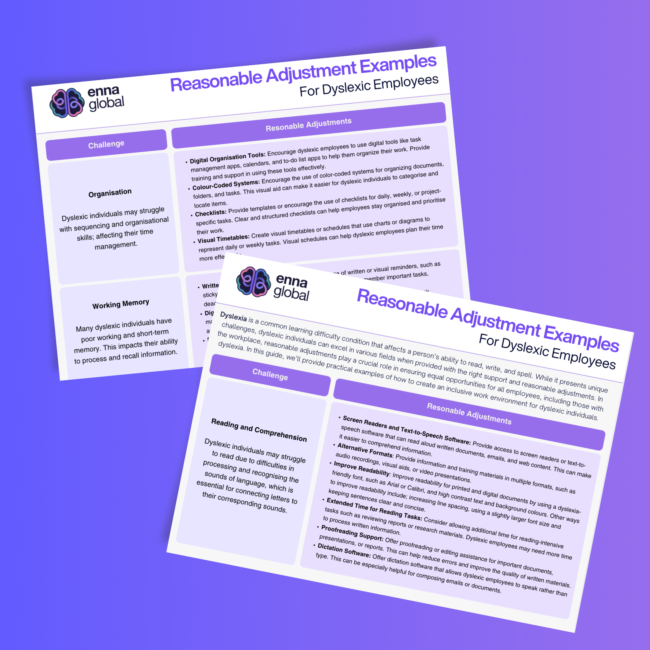 Reasonable Adjustment Examples for Dyslexic Employees - Enna Global